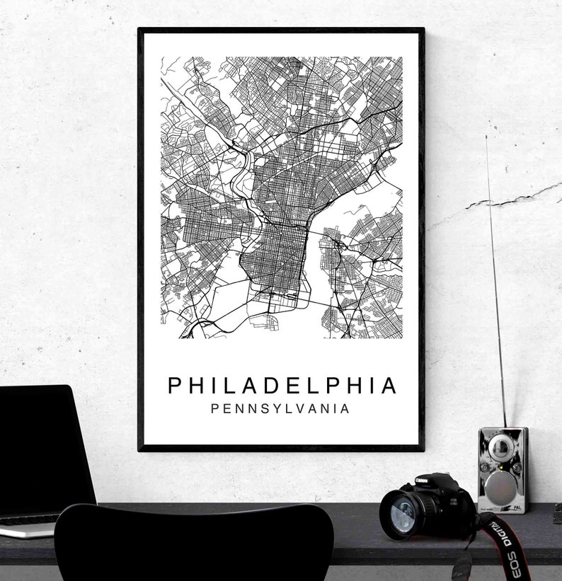Philadelphia Map Philadelphia City Map Map Poster Map | Etsy