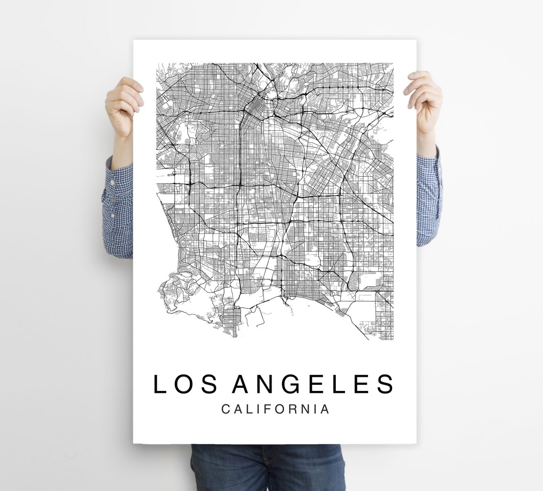 Los Angeles Map Art Print LA California Map Los Angeles Map - Etsy