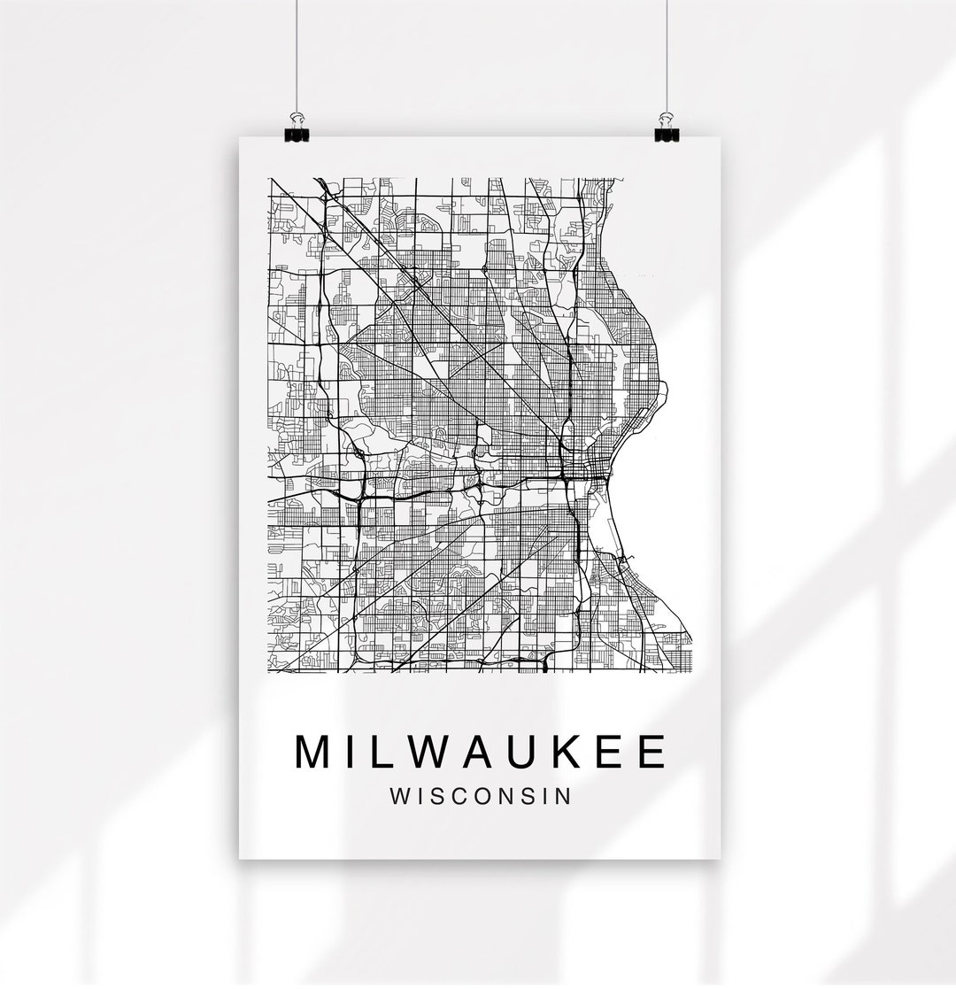 Milwaukee Map Print, Milwaukee Map Poster Wall Art, City Map, Street ...