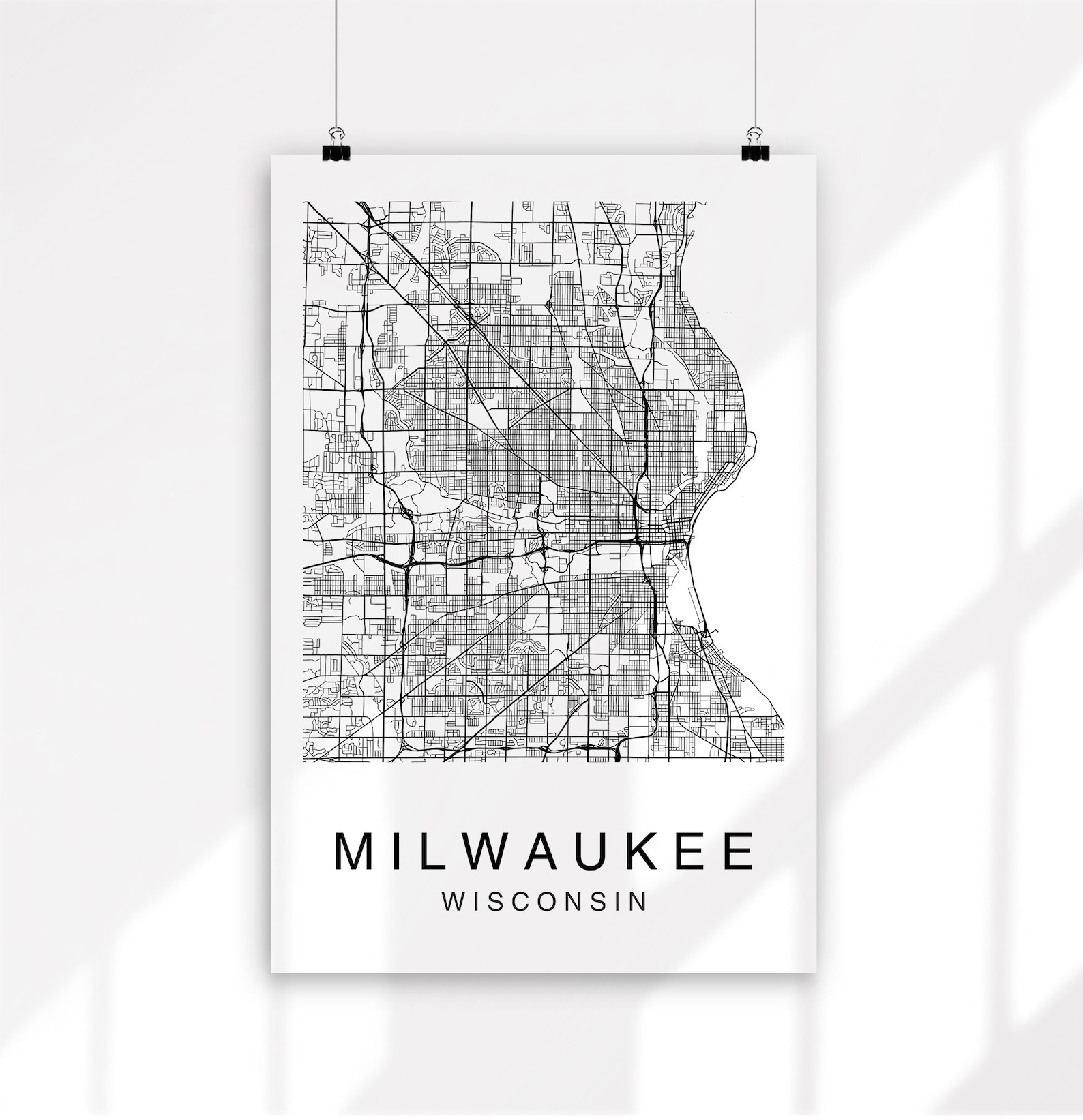 Milwaukee Map Print Milwaukee Map Poster Wall Art City Map | Etsy