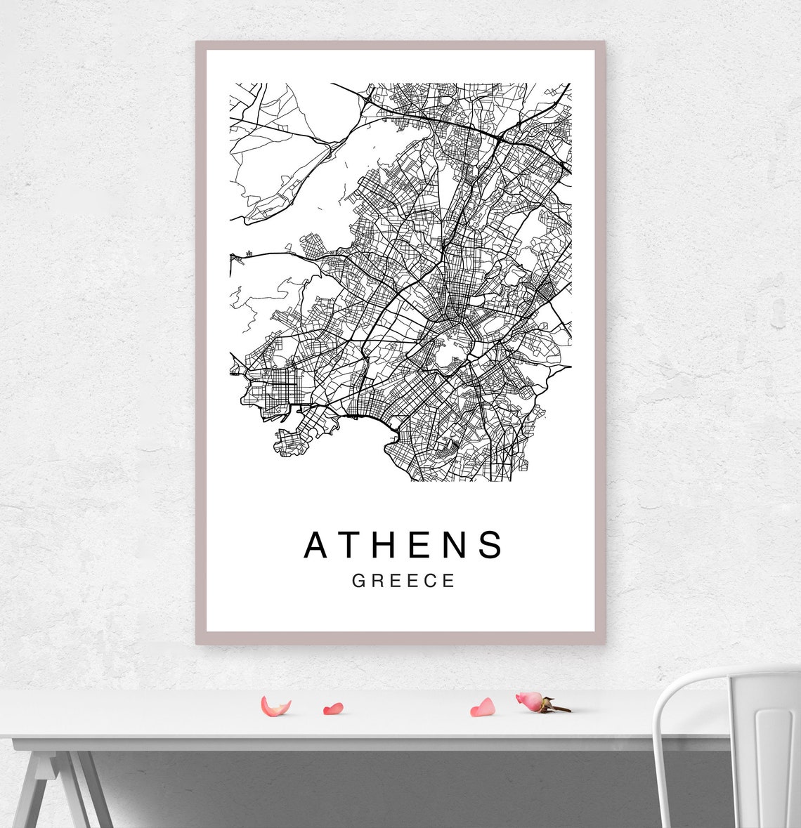 Athens Map Print Athens Map Poster Wall Art City Map Art | Etsy