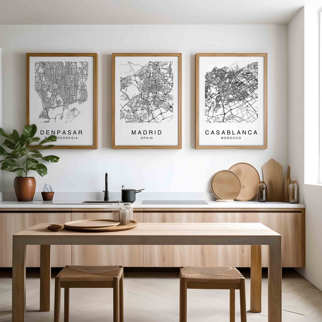 Custom City Map Print Poster Set 1,2,3,4,6,9 - Etsy