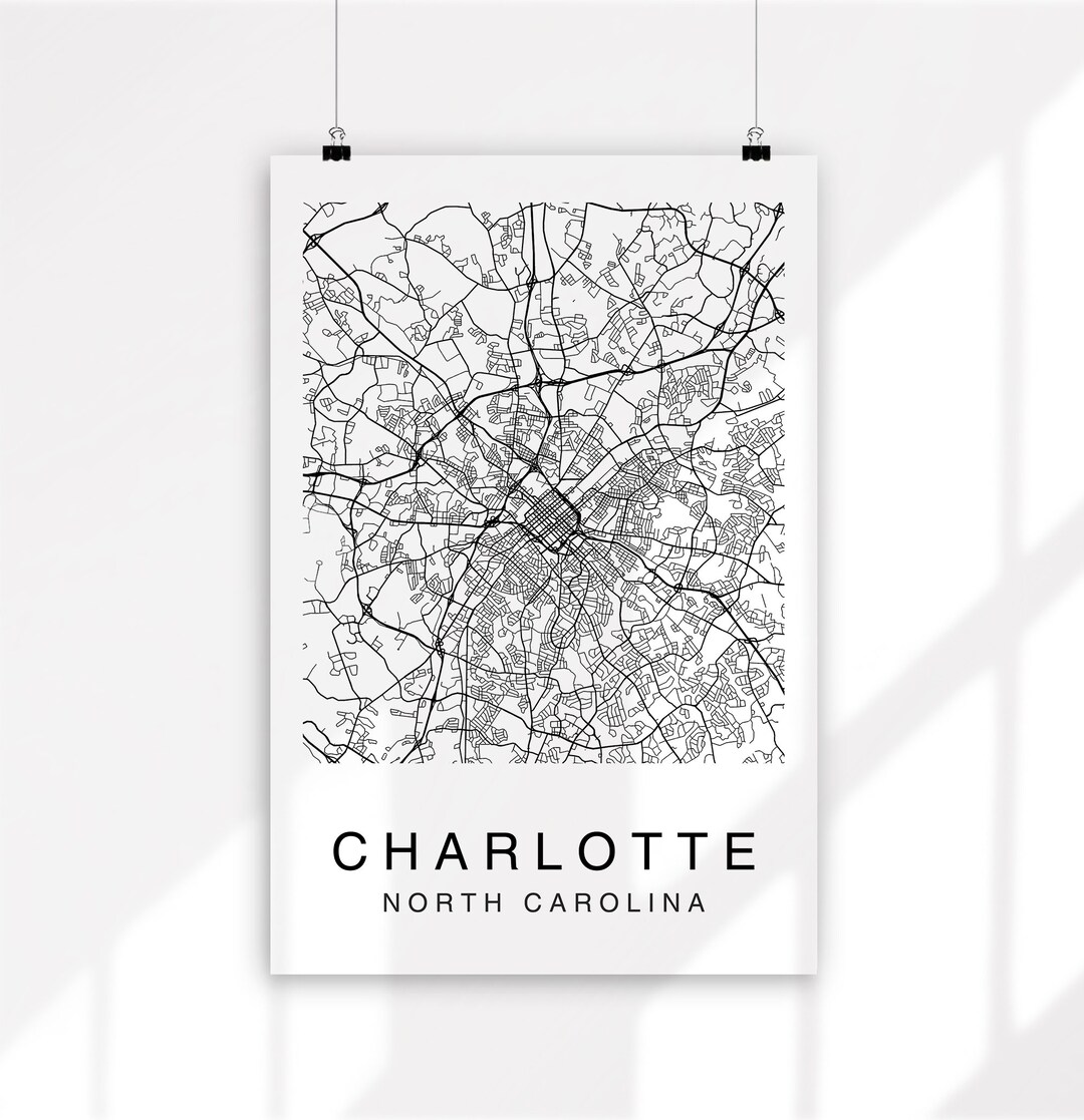 Charlotte Map Print, Charlotte Map, Instant Download, Wall Art, City ...