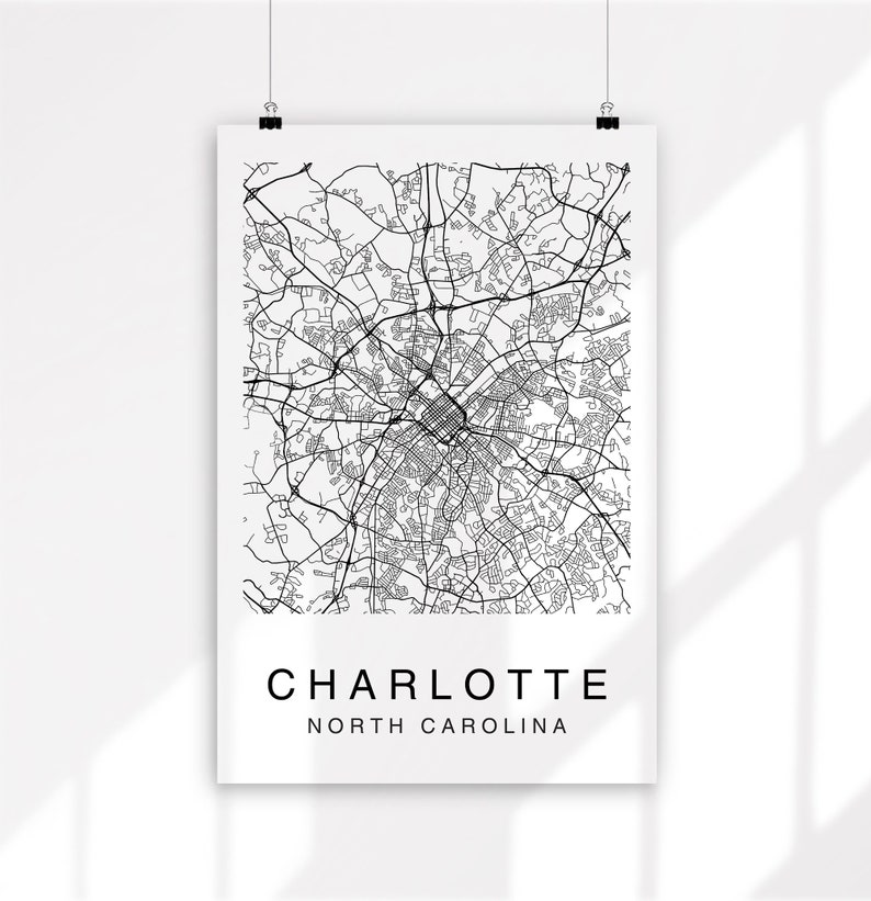 Charlotte Map Print Charlotte Map Instant Download Wall - Etsy