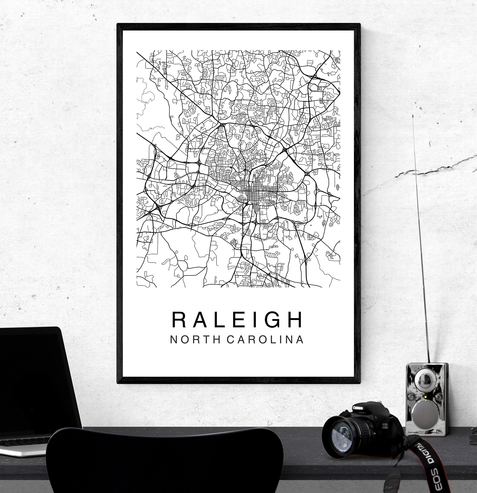 Raleigh Map Print Raleigh Map Poster Wall Art City Map | Etsy