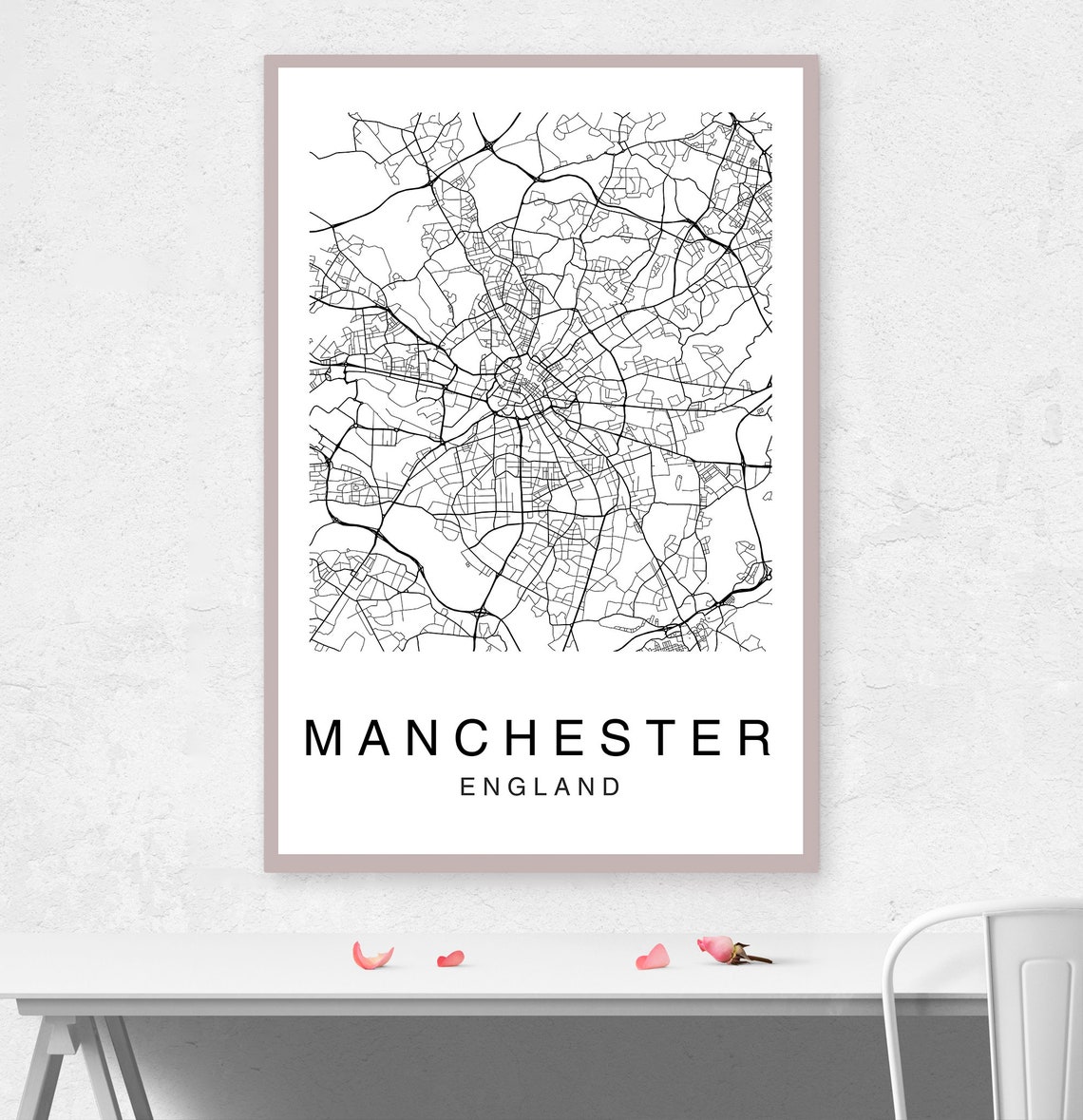 Manchester Map Manchester City Map Map Poster Map Print | Etsy