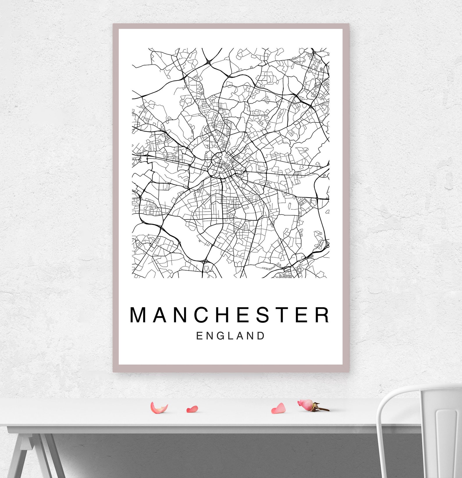Manchester Map Manchester City Map Map Poster Map Print | Etsy