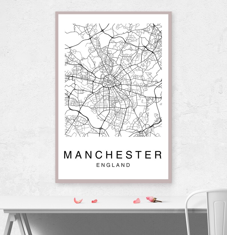 Manchester Map Manchester City Map Map Poster Map Print | Etsy