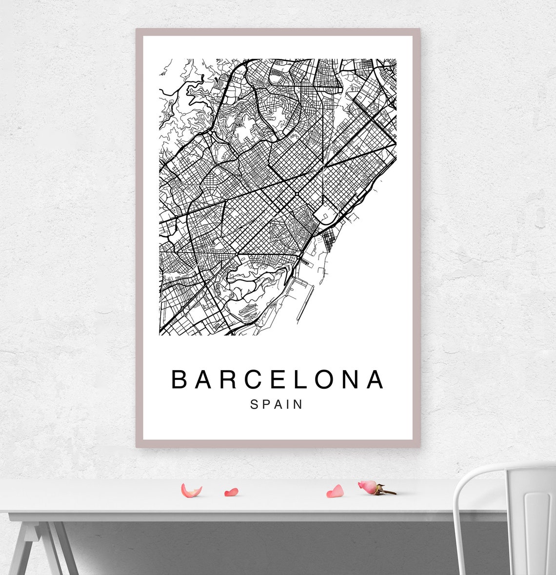 Barcelona Map Print Printable Map Barcelona Wall Art City | Etsy