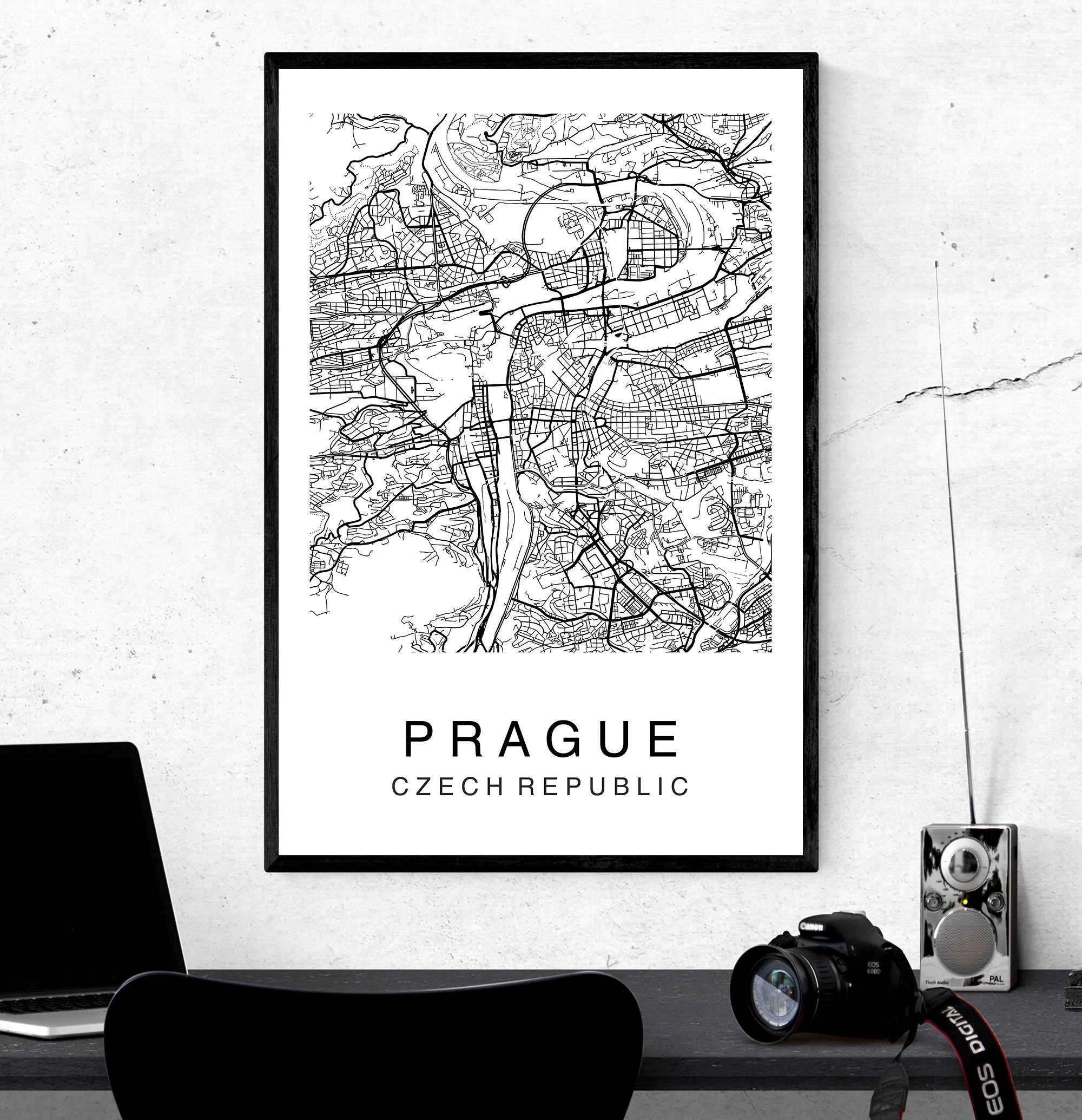 Prague Map Print Prague Printable Map Wall Art City Map - Etsy