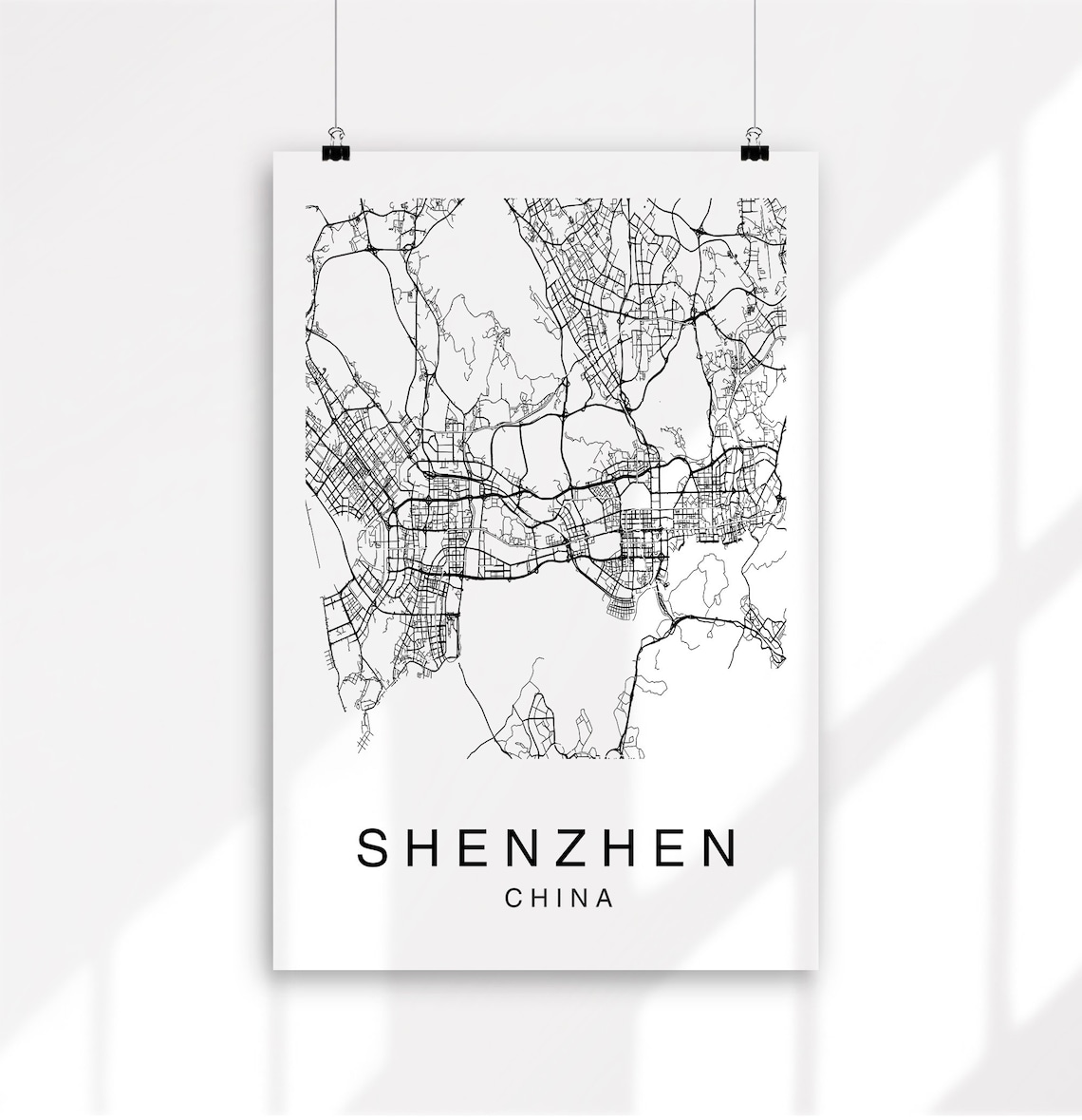 Shenzhen Map Shenzhen City Map City Maps Digital Maps and - Etsy