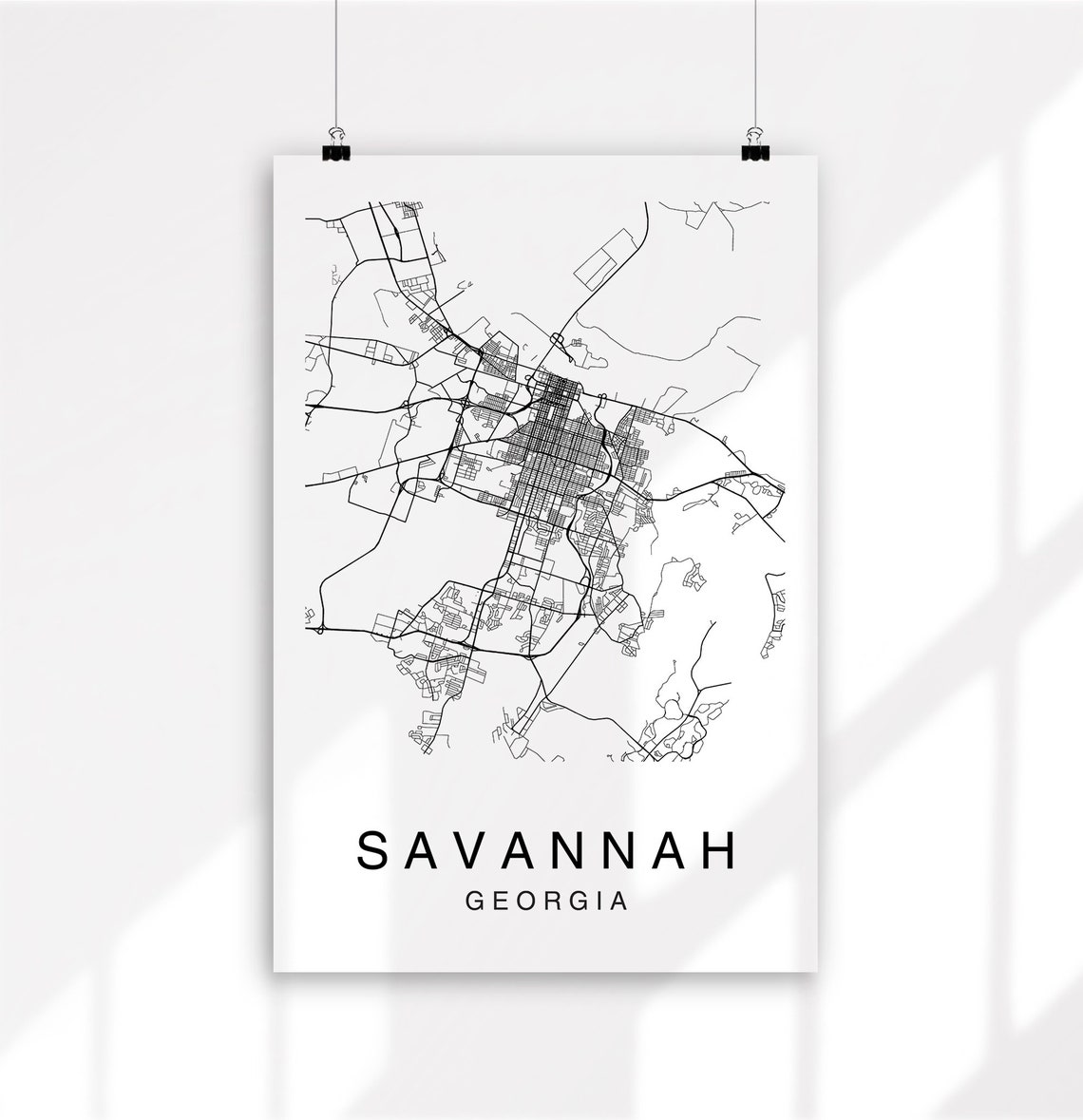 Savannah Map Minimalist Map Savannah Map Print Savannah - Etsy