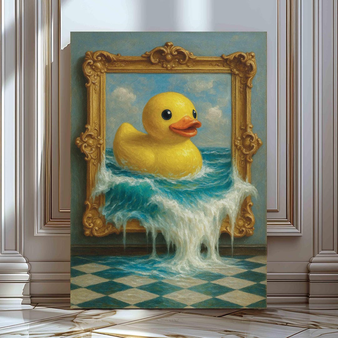 Surreal Yellow Rubber Duck Print: 3D Frame Illusion, Nautical Wall Art ...