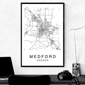 Medford Map Print, Medford Map Poster Wall Art, City Map, Digital ...