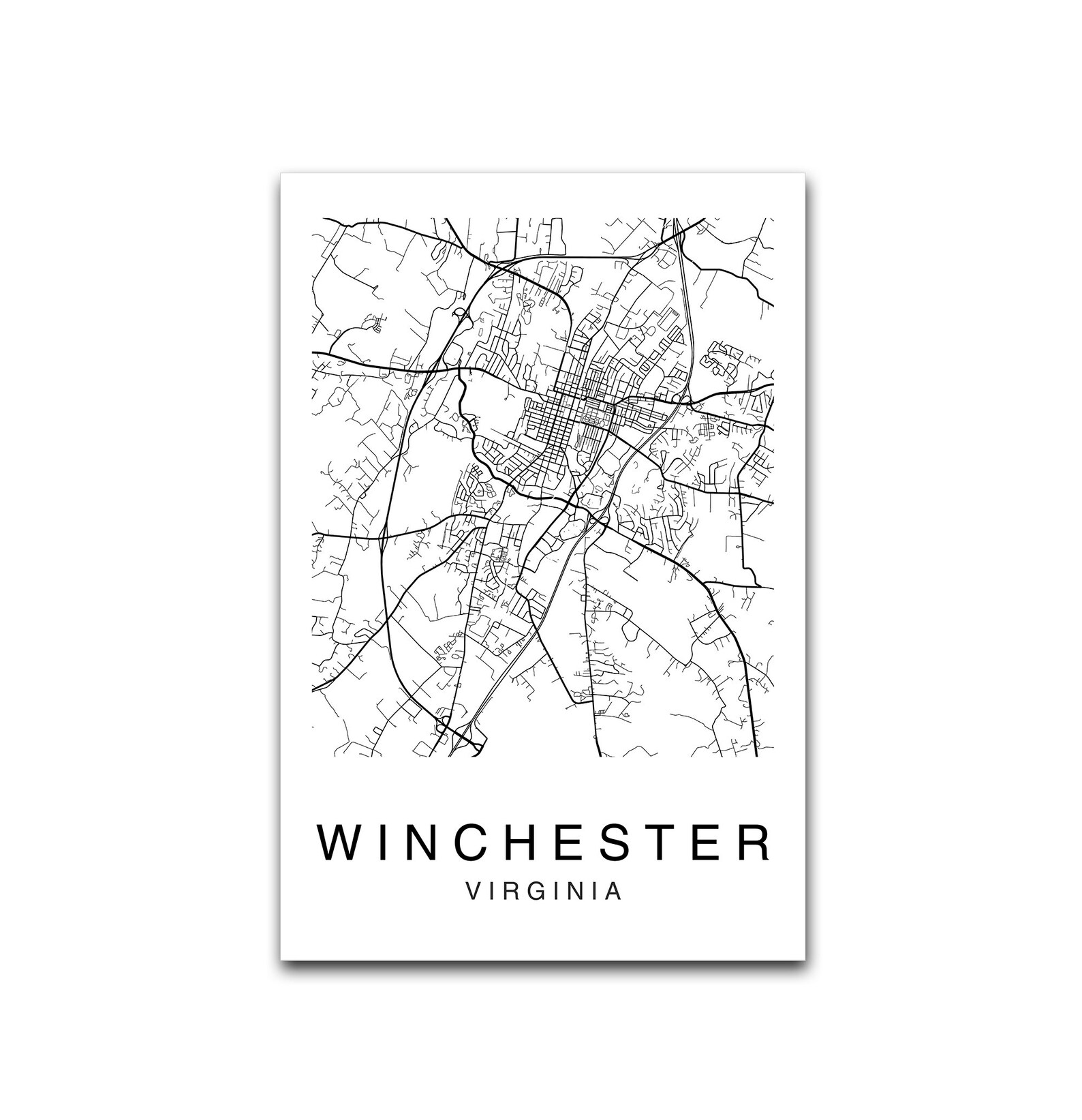 Winchester Map Print Winchester Map Poster Wall Art City | Etsy