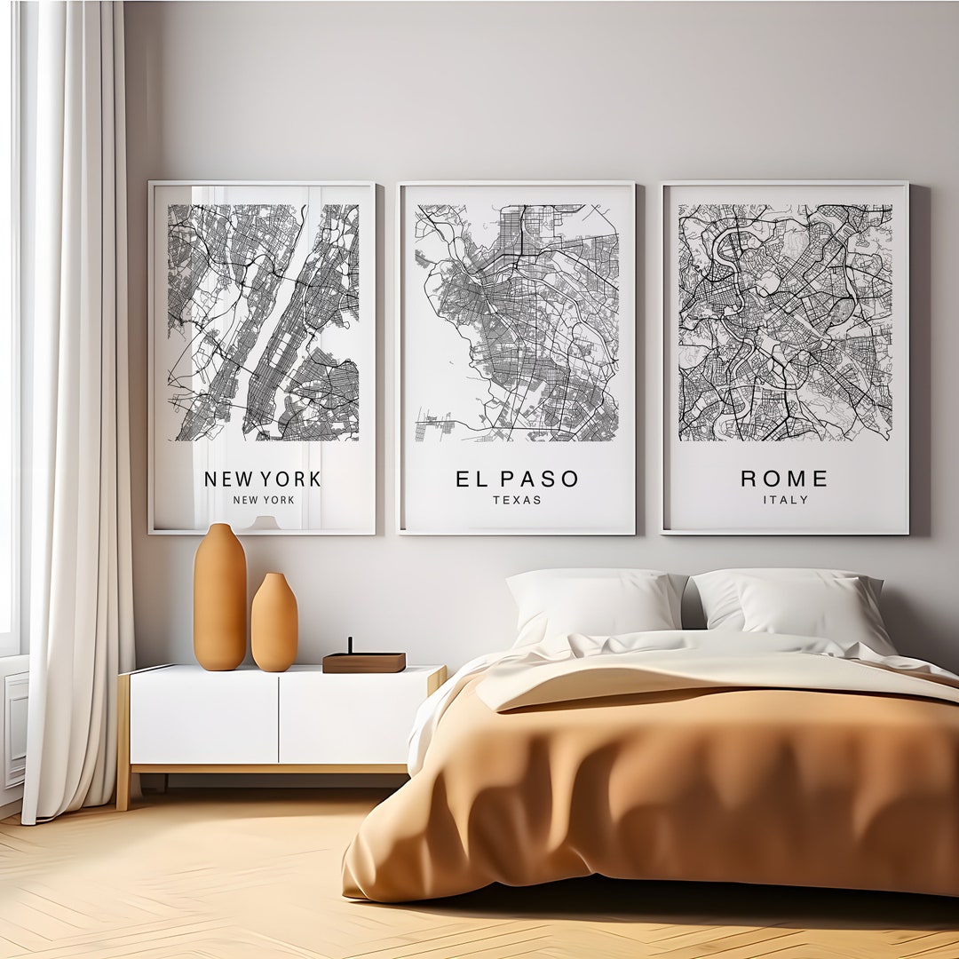 Set of Custom City Map Prints Pesonalized City Map Posters - Etsy