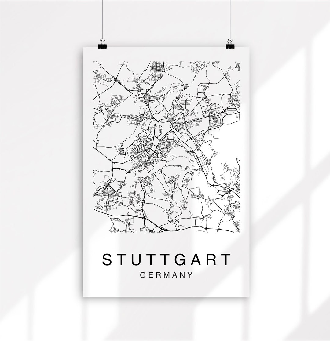 Stuttgart Map Minimalist Map Stuttgart Map Print Stuttgart - Etsy