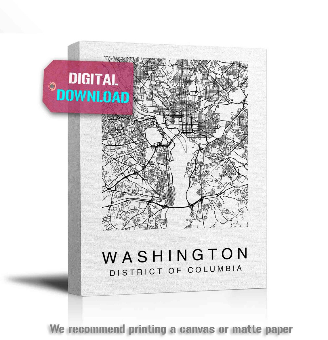 Washington DC Map Print Washington Dc Washington Map Print | Etsy