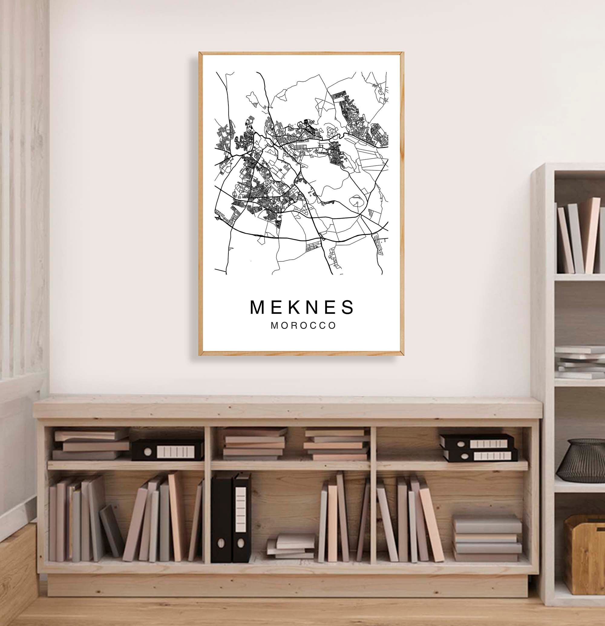 Meknes Map Print Meknes Printable Map Wall Art City Map Art - Etsy