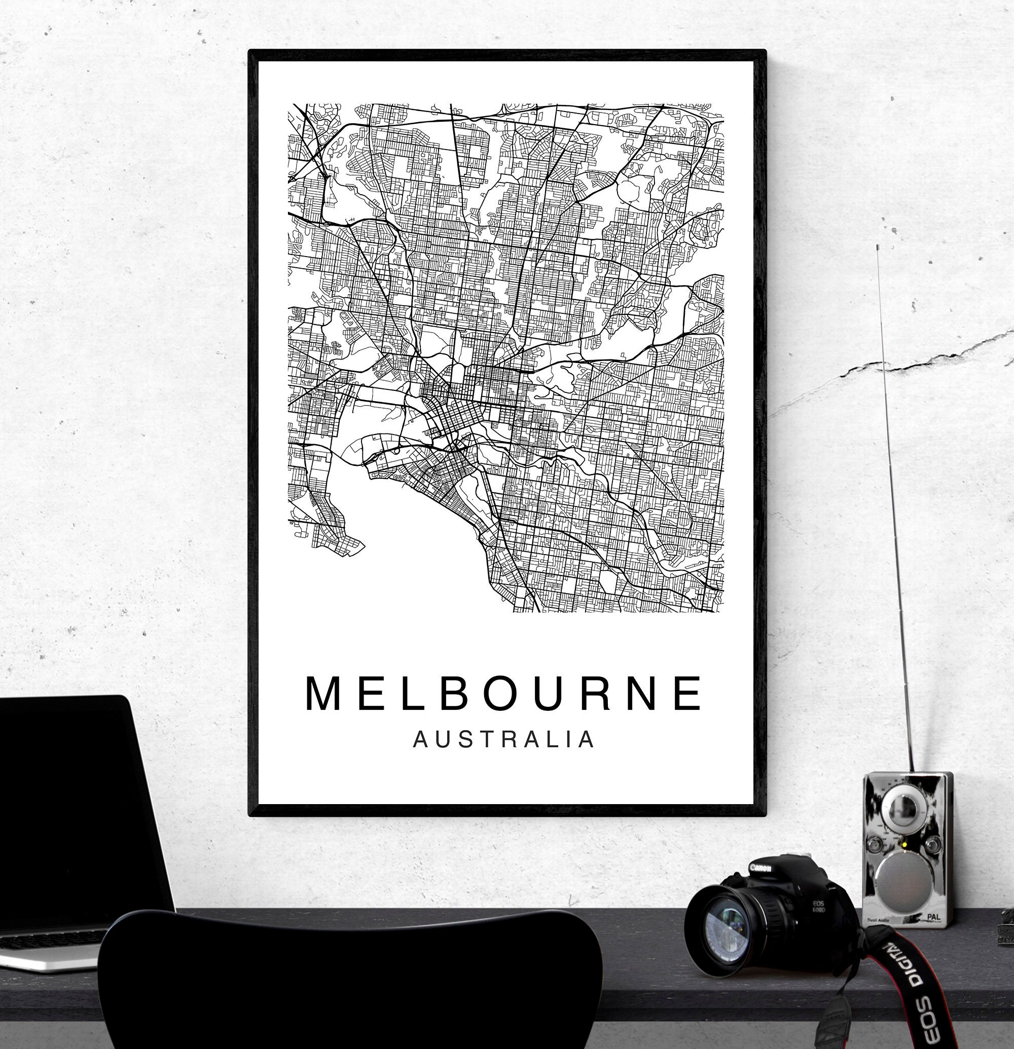 Melbourne City Map Art Print, Australia Street Map Decor - Etsy