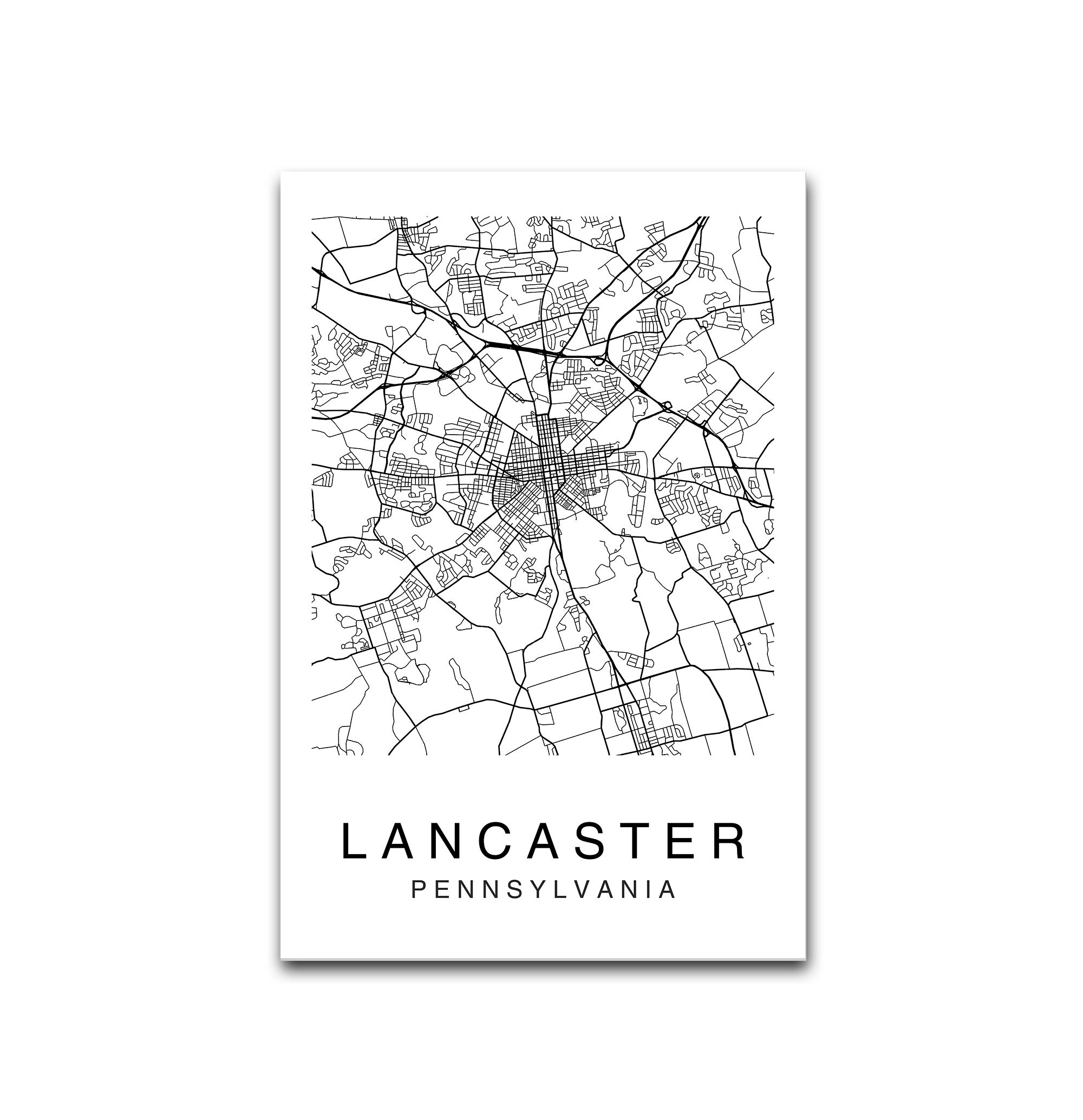 Lancaster Map Print Map Print Art Print Lancaster Wall Art | Etsy