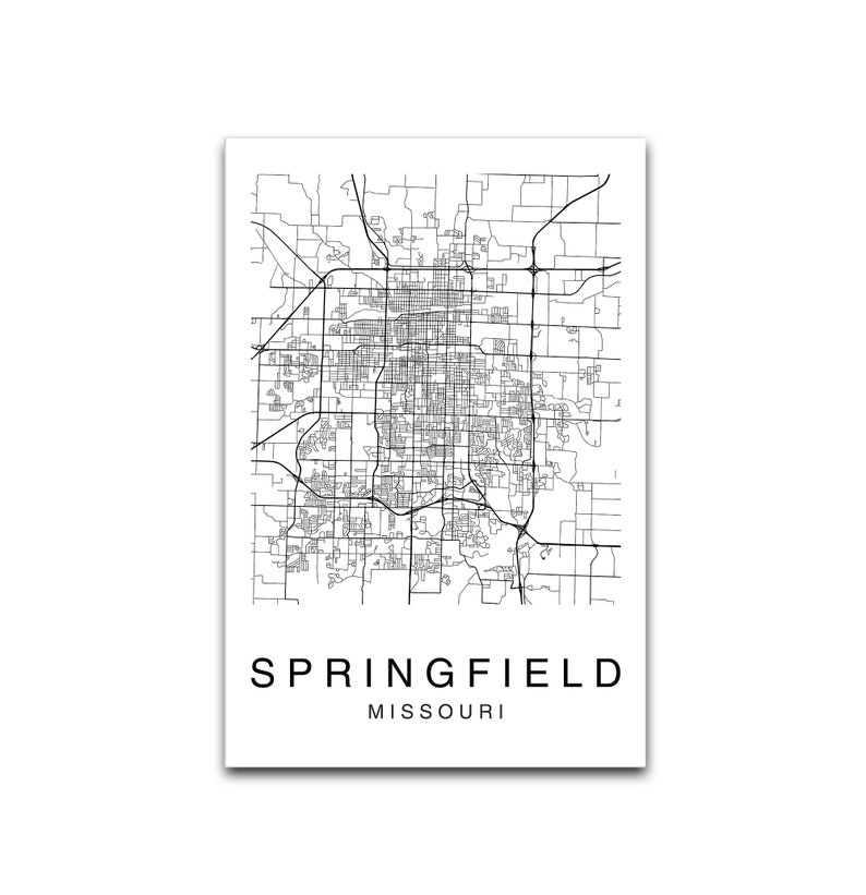 Springfield Map Springfield City Map Printable Map Map | Etsy