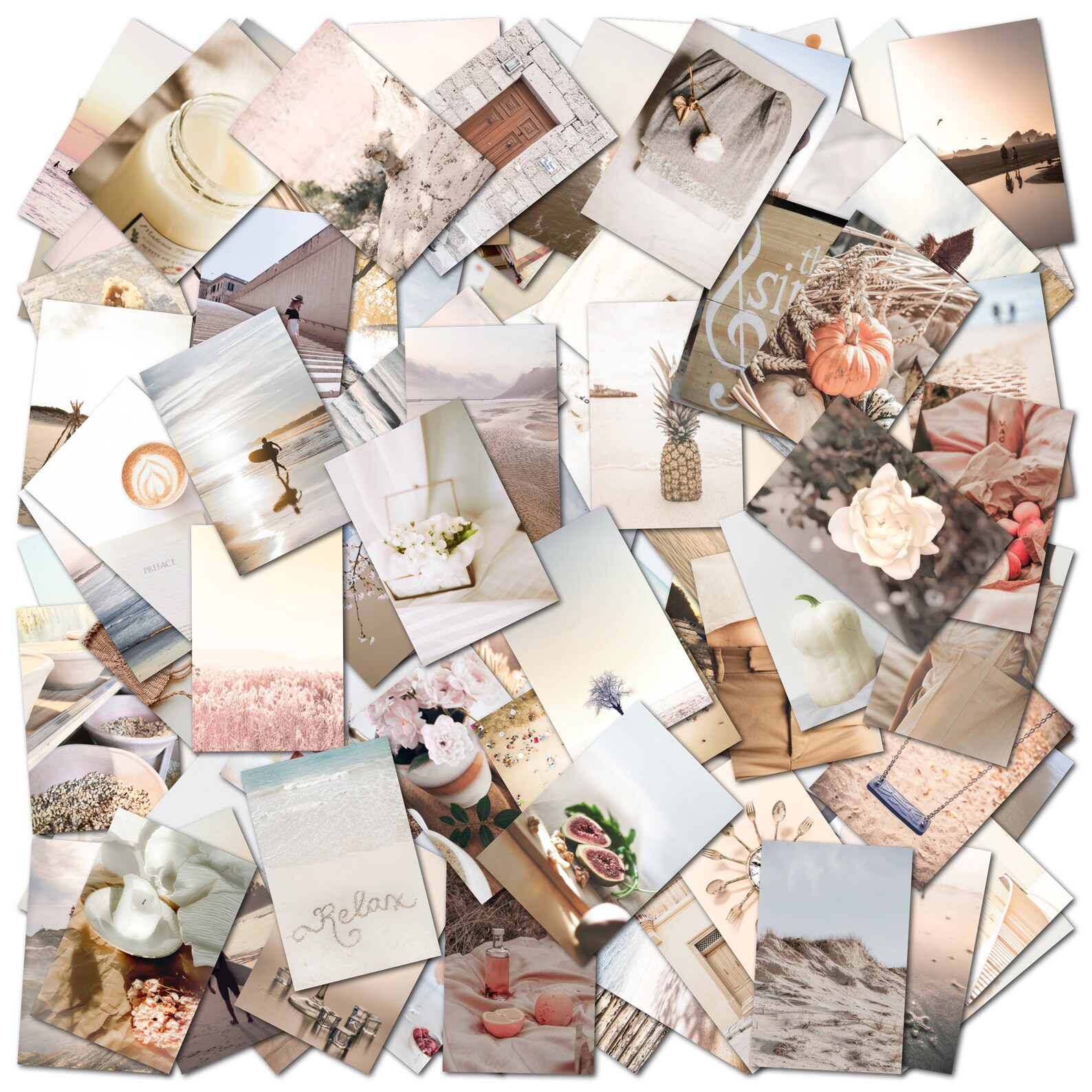 Beige Wall Collage Kit Digital Wall Art Beige Aesthetic - Etsy