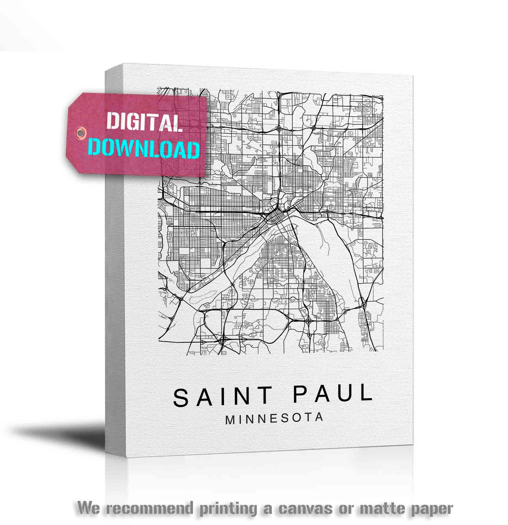 Saint Paul Map Saint Paul City Map Printable Map Map Print | Etsy