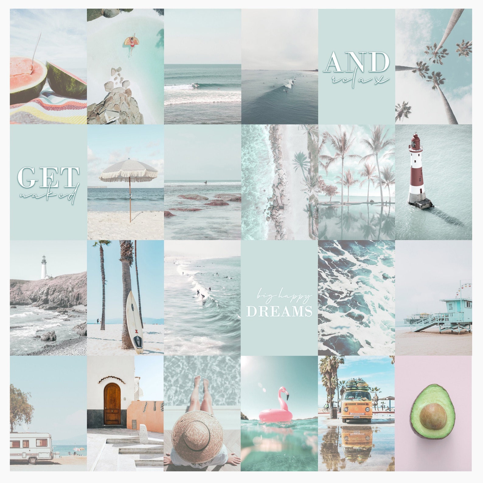 Collage Kit Blue Ocean Waves Surf Beach Surfing Collage Kit - Etsy