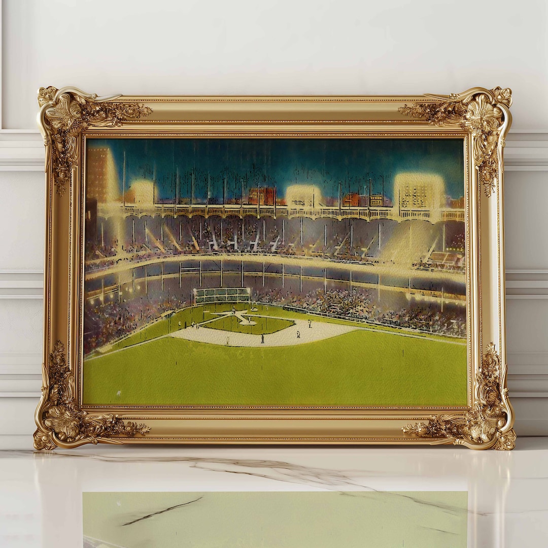 Baseball Stadium Painting, Vintage Baseball Print, Baseball Wall Art ...