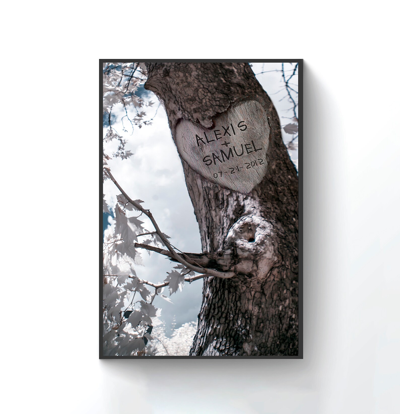 Carved Heart Tree Personalized Print Names Carved in Tree | Etsy