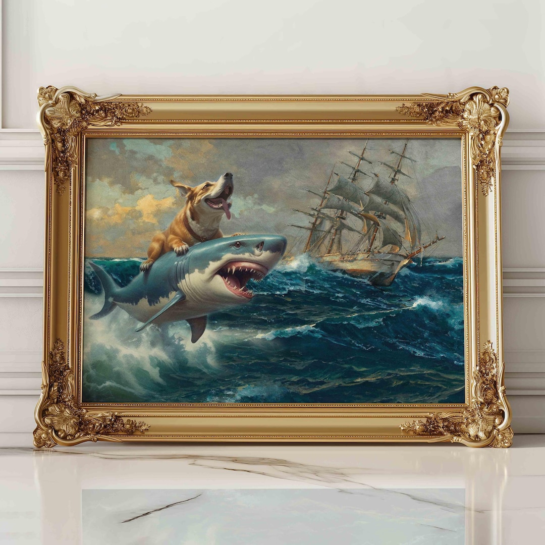 Fun Dog Vs. Shark | Funny Altered Art | Meme Art Re-imagined in ...