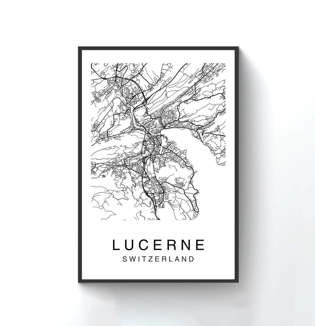 Lucerne Map Lucerne City Map Map Poster Map Print Lucerne - Etsy