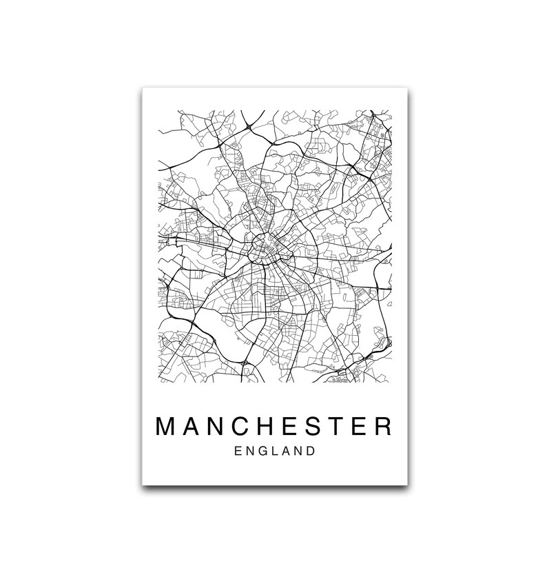 Manchester Map Manchester City Map Map Poster Map Print | Etsy