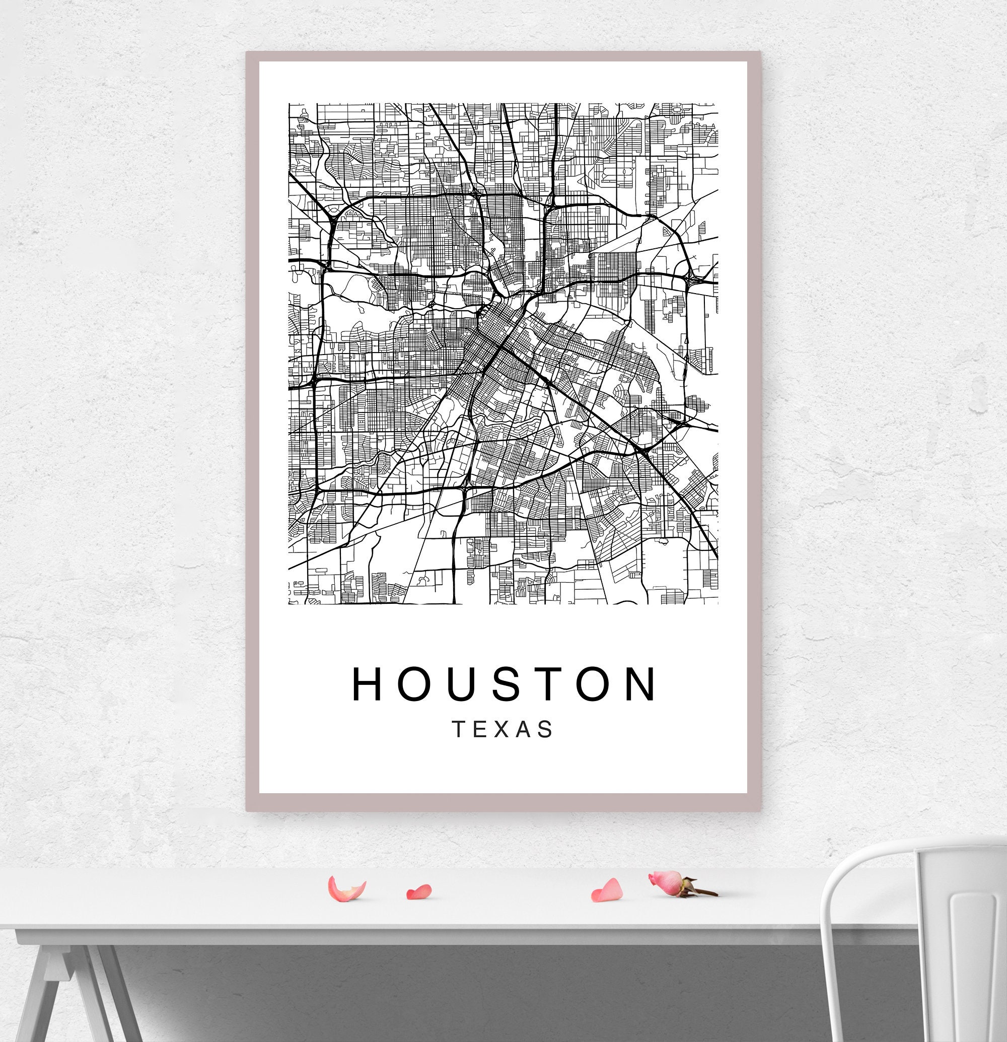 Houston Map Print Map Print Art Print Houston Wall Art | Etsy