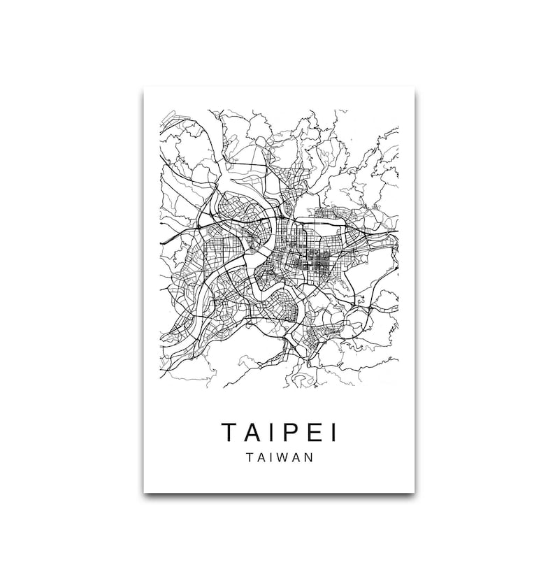 Taipei Map Taipei City Map Map Poster Map Print Taipei Map | Etsy
