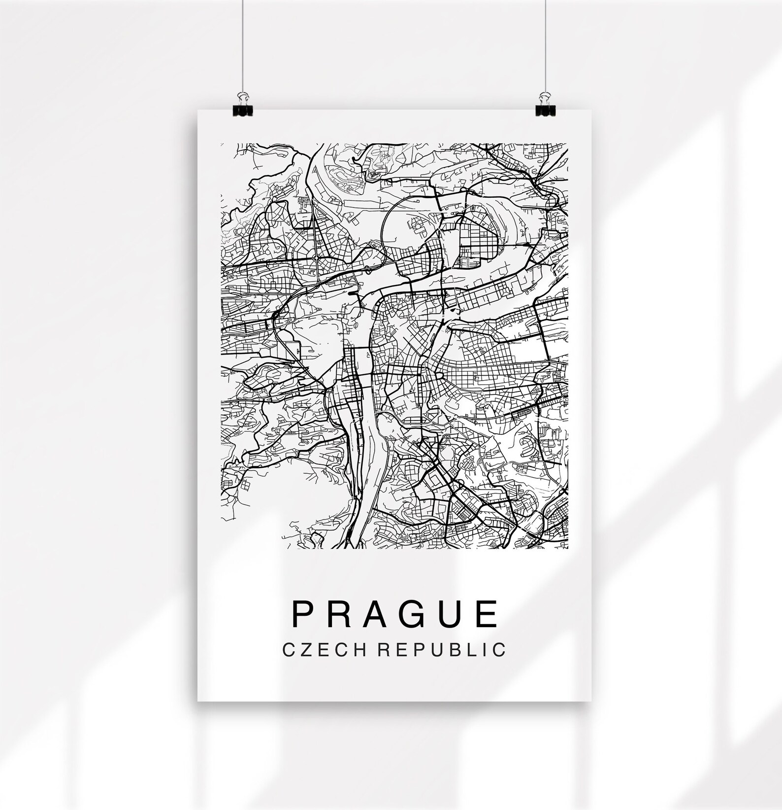 Prague Map Print Prague Printable Map Wall Art City Map | Etsy