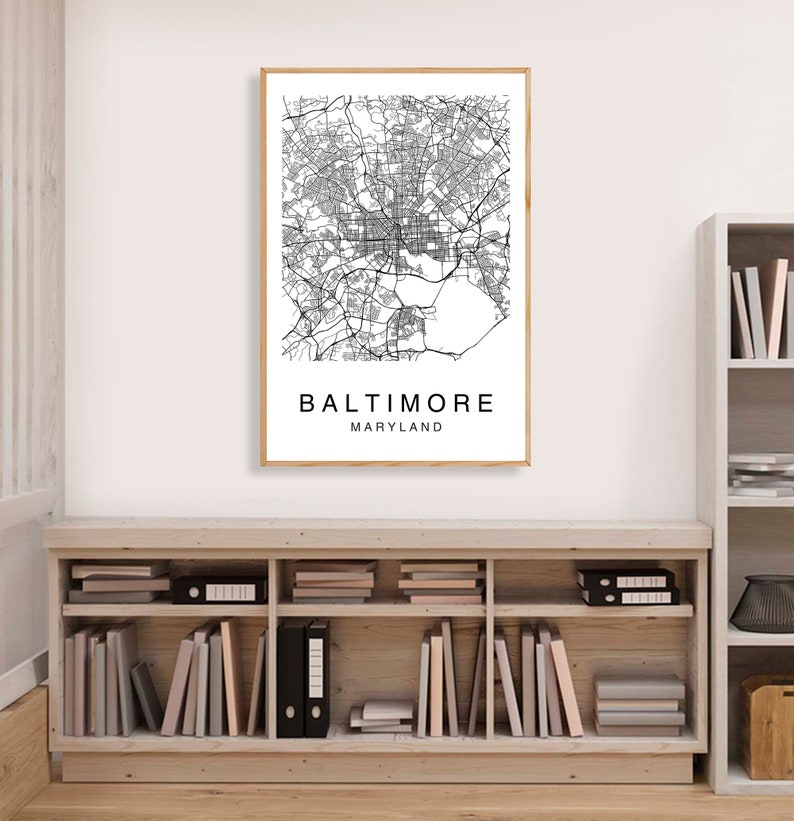 Baltimore Map Print Baltimore Map Poster Wall Art City Map | Etsy