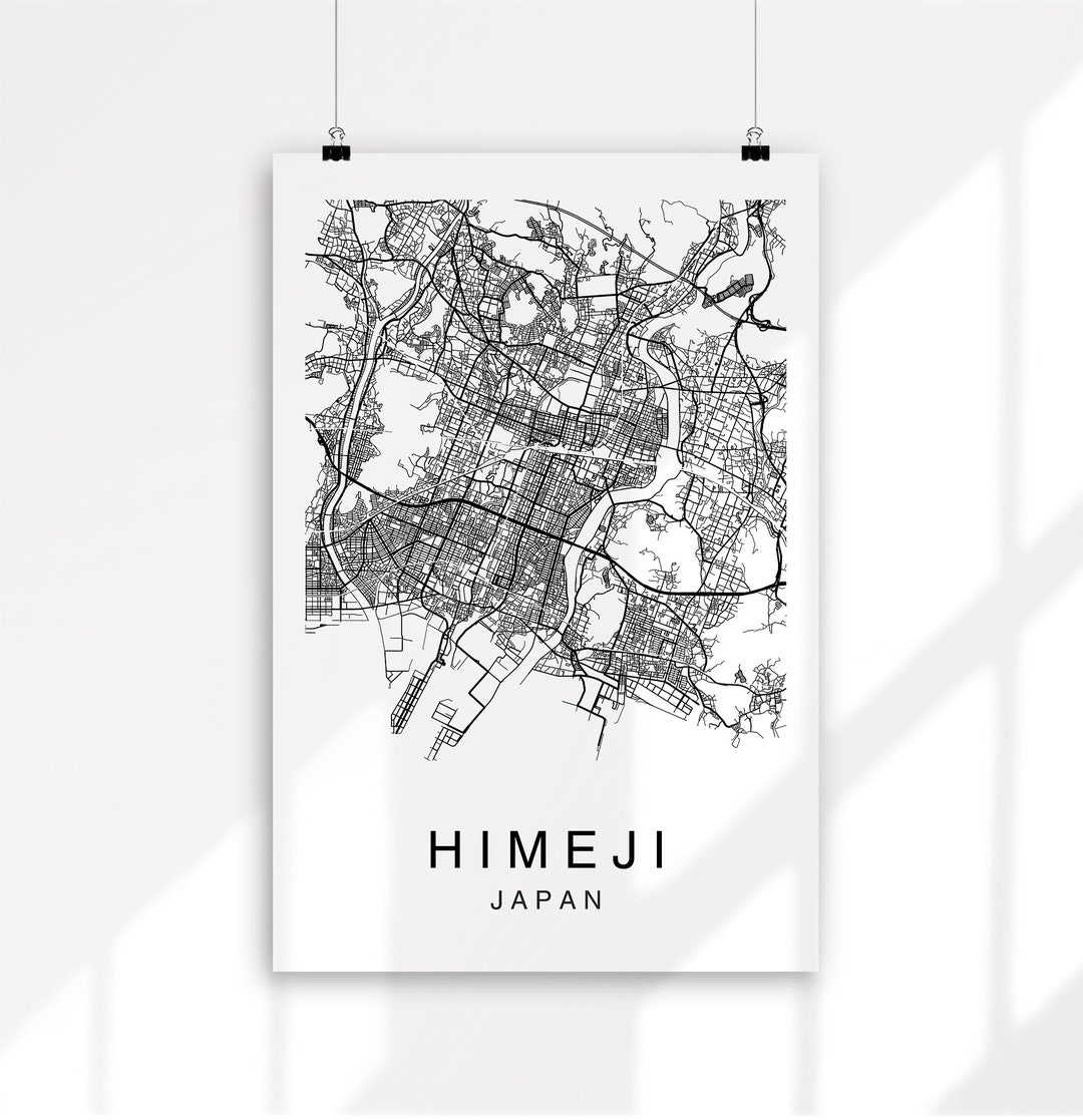 Himeji Map Himeji City Map City Maps Digital Map Print - Etsy