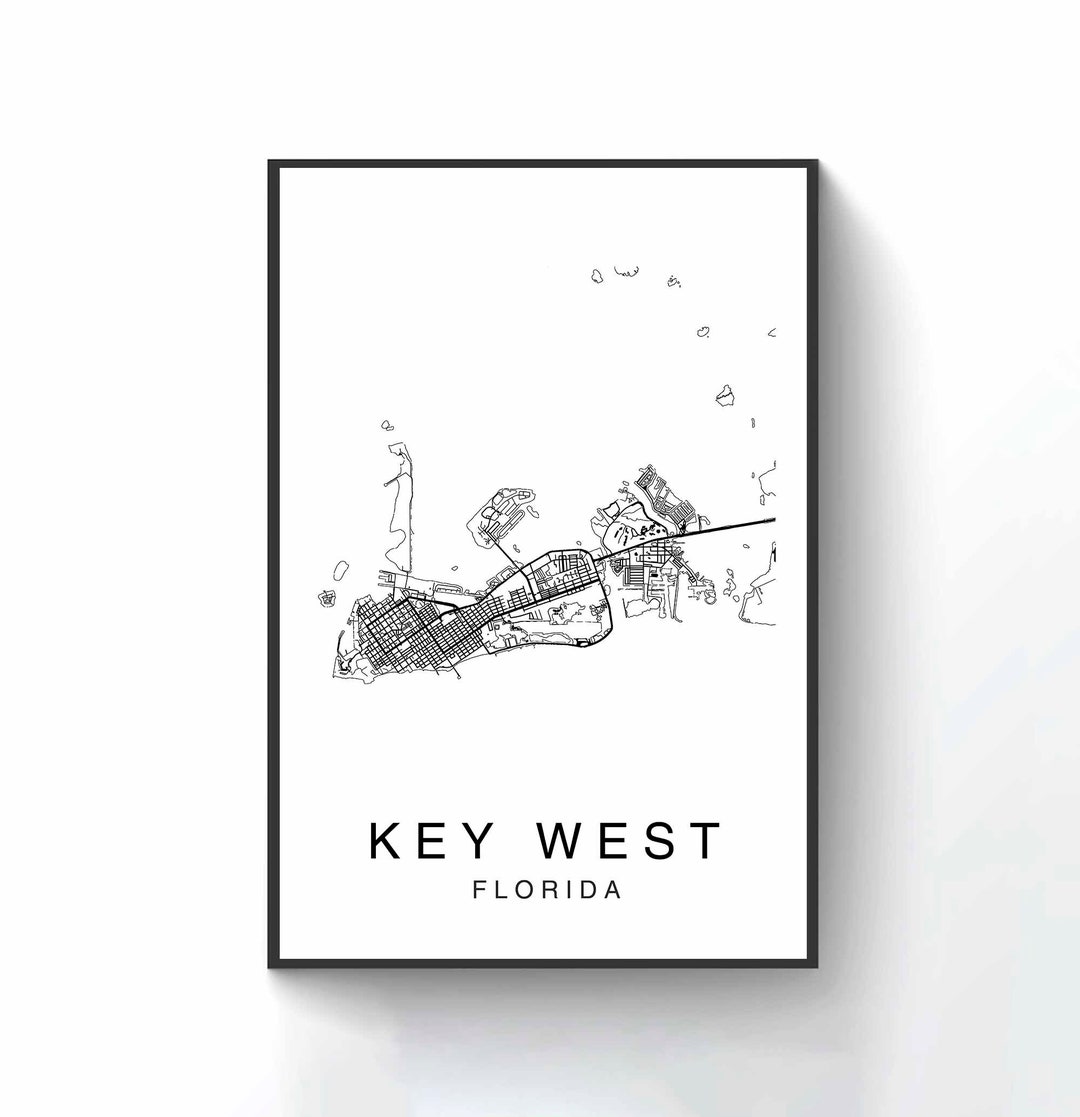 Key West Map Key West City Map Map Poster Map Print Key - Etsy