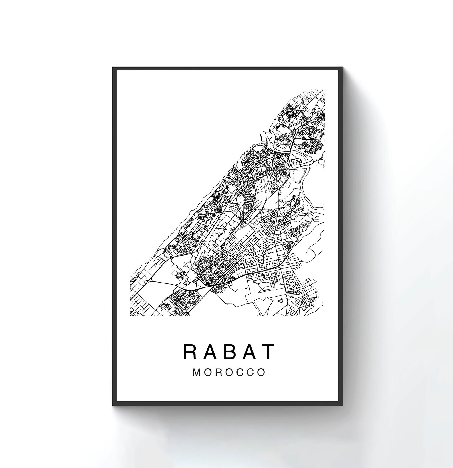 Rabat Map Print Rabat Printable Map Wall Art Moroccan Decor | Etsy