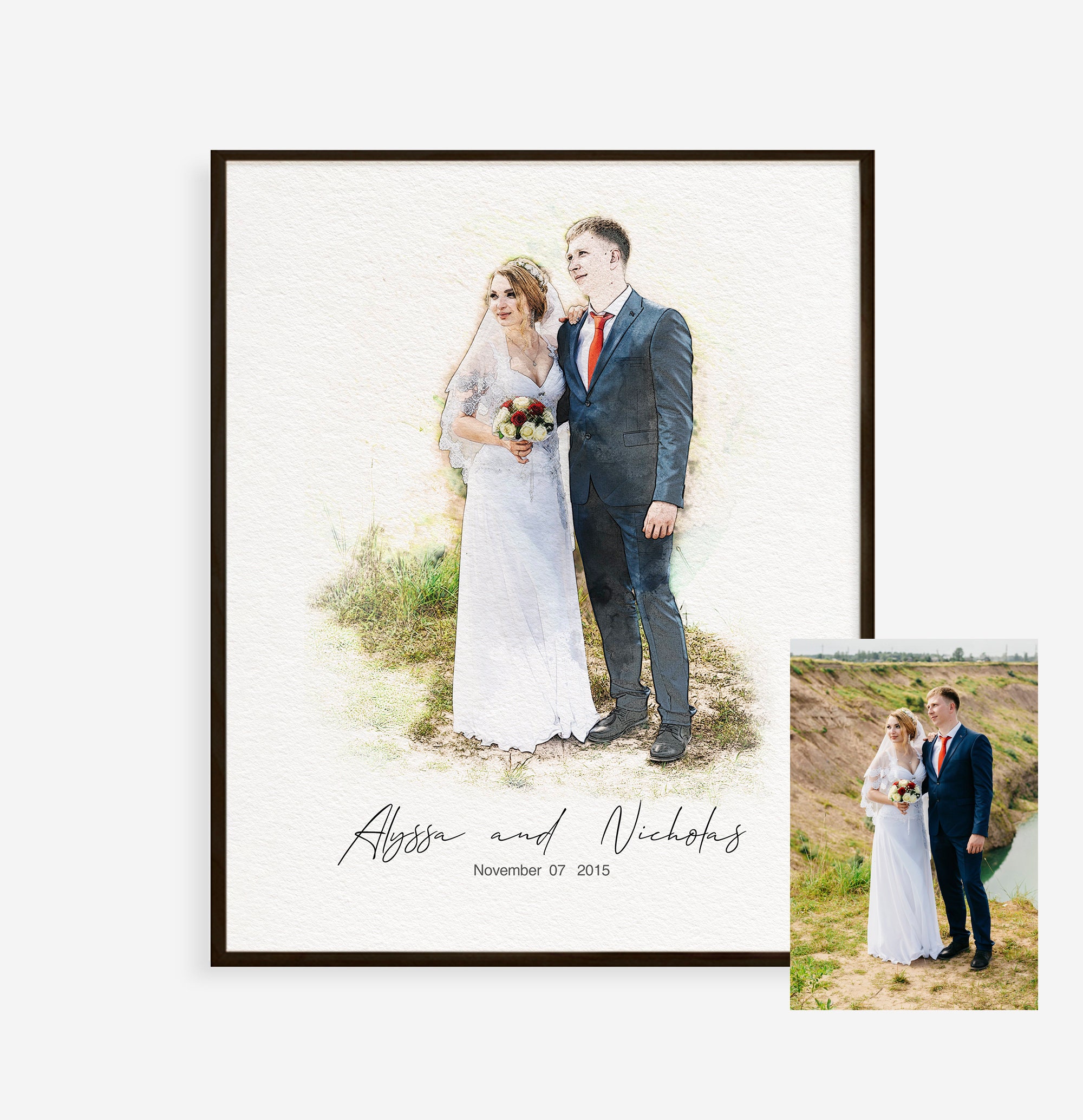 Custom Wedding Portrait Custom Wedding Watercolor | Etsy