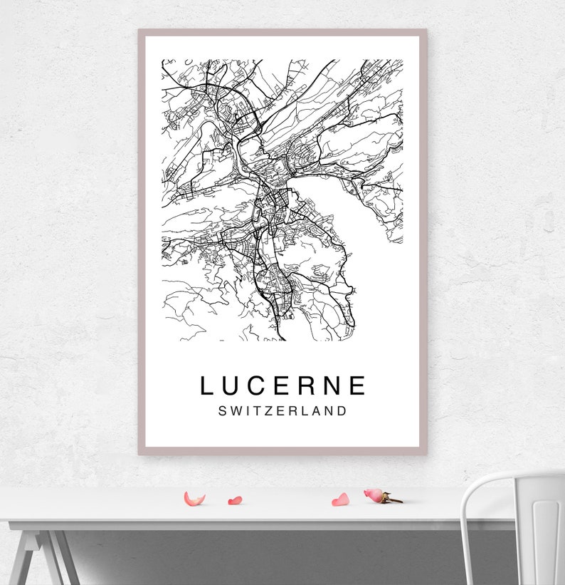 Lucerne Map Lucerne City Map Map Poster Map Print Lucerne | Etsy
