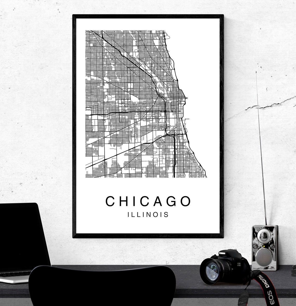 Map of Chicago City Map Chicago Map Minimalist Map Chicago - Etsy