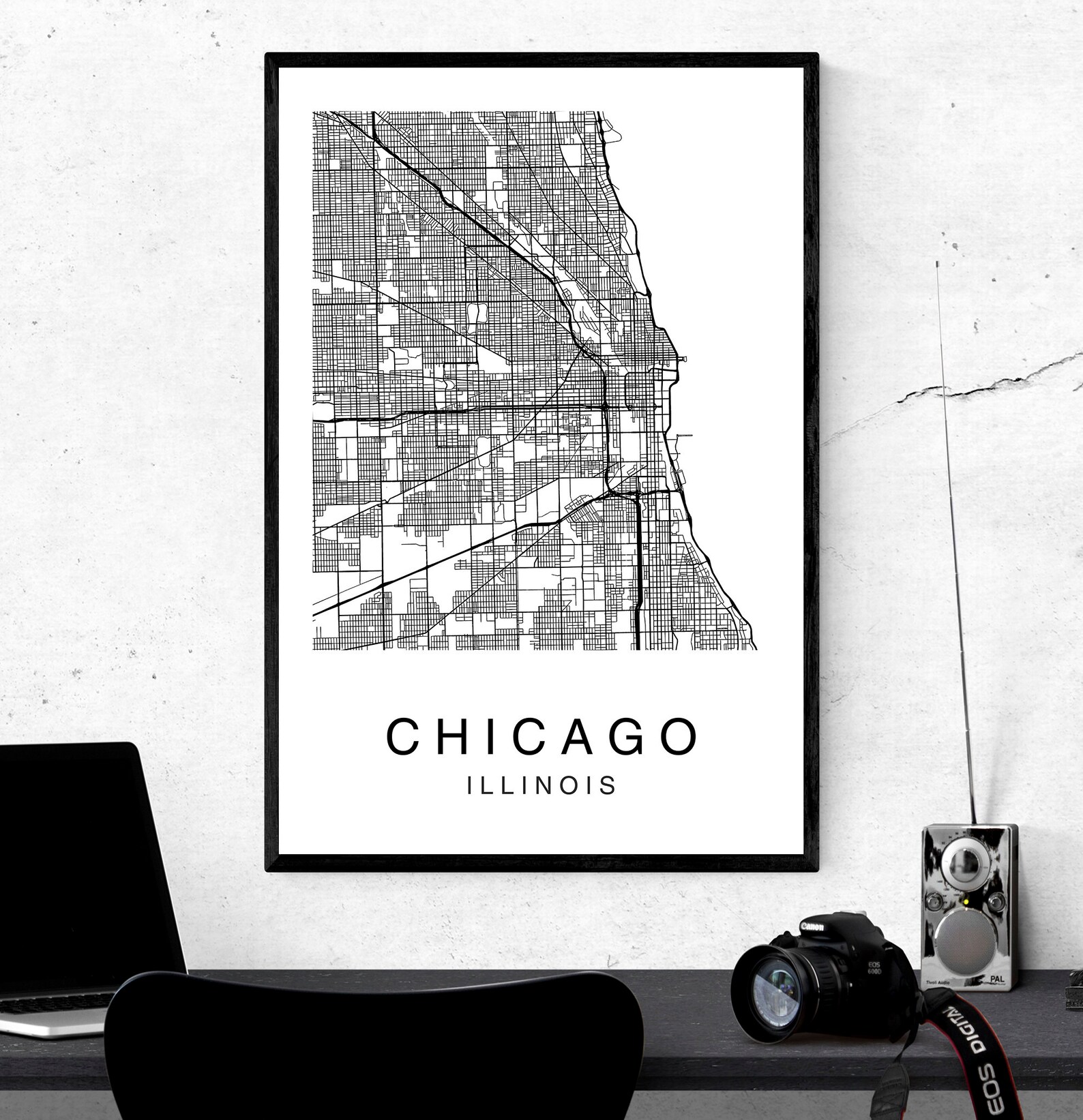 Map of Chicago City Map Chicago Map Minimalist Map Chicago - Etsy