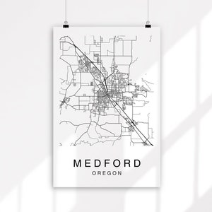 Medford Map Print, Medford Map Poster Wall Art, City Map, Digital ...