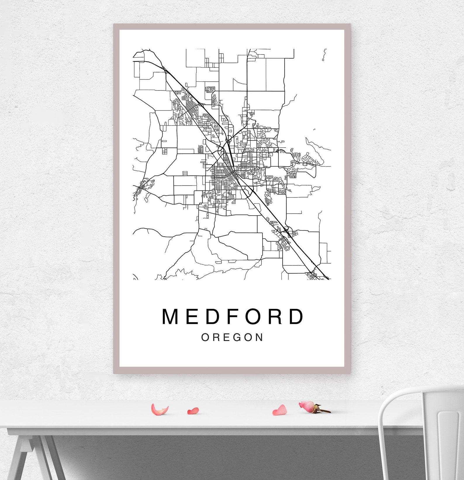 Medford Map Print Medford Map Poster Wall Art City Map | Etsy