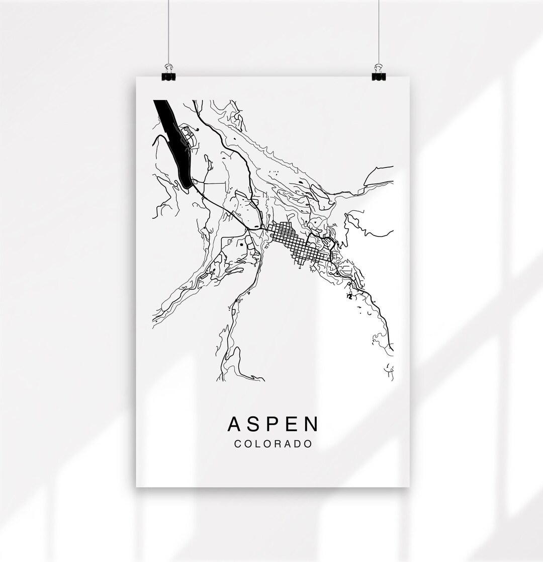 Aspen Map Aspen City Map Map Poster Map Print Aspen Street - Etsy