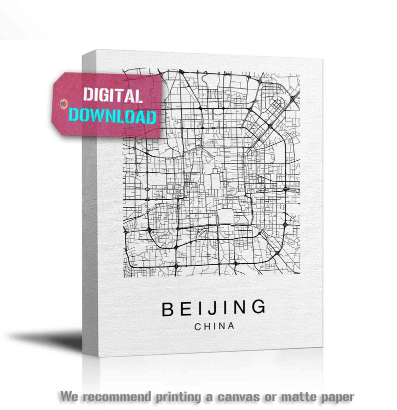 Beijing Map Print City Maps Digital Wall Art City Map Art - Etsy