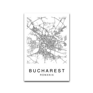 Bucharest Map Print Printable Map Digital Download Wall - Etsy
